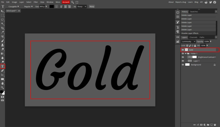 Creating Gold Text Effect In Photopea | A Beginner's Guide | Edits 101