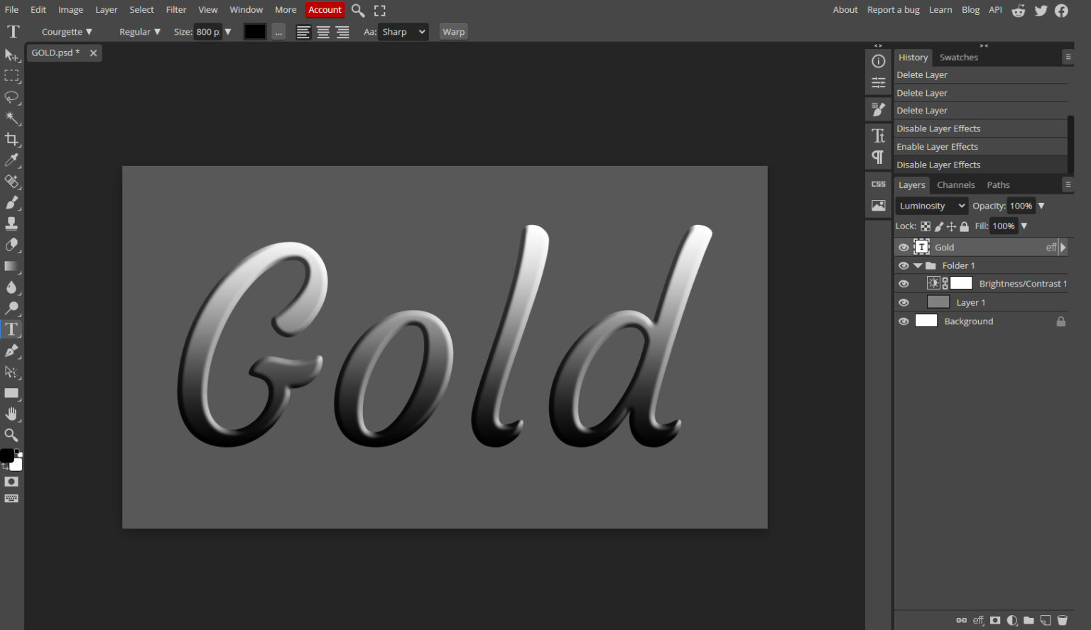 Creating Gold Text Effect In Photopea | A Beginner's Guide | Edits 101